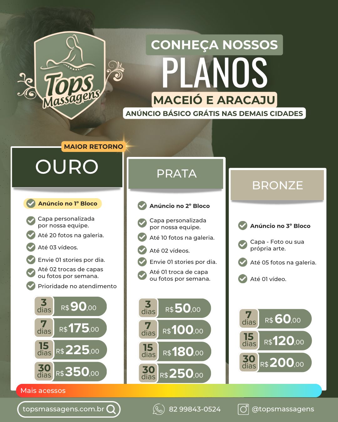 Tops Massagens - Massagens Sensuais - Tântrica, Nuru e muito mais.